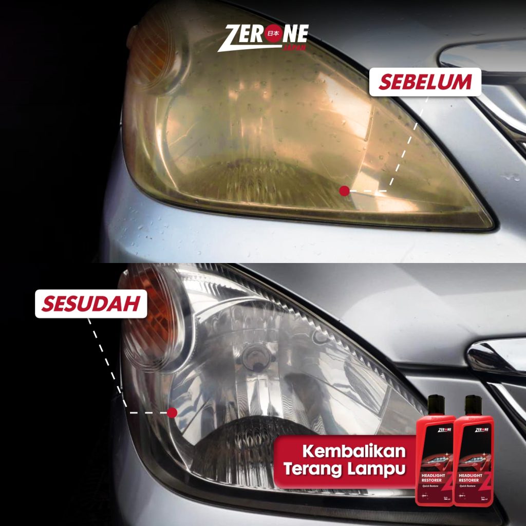Zerone Paket Headlight Restorer 255 ml - Pembersih Jamur Kaca Mobil ...